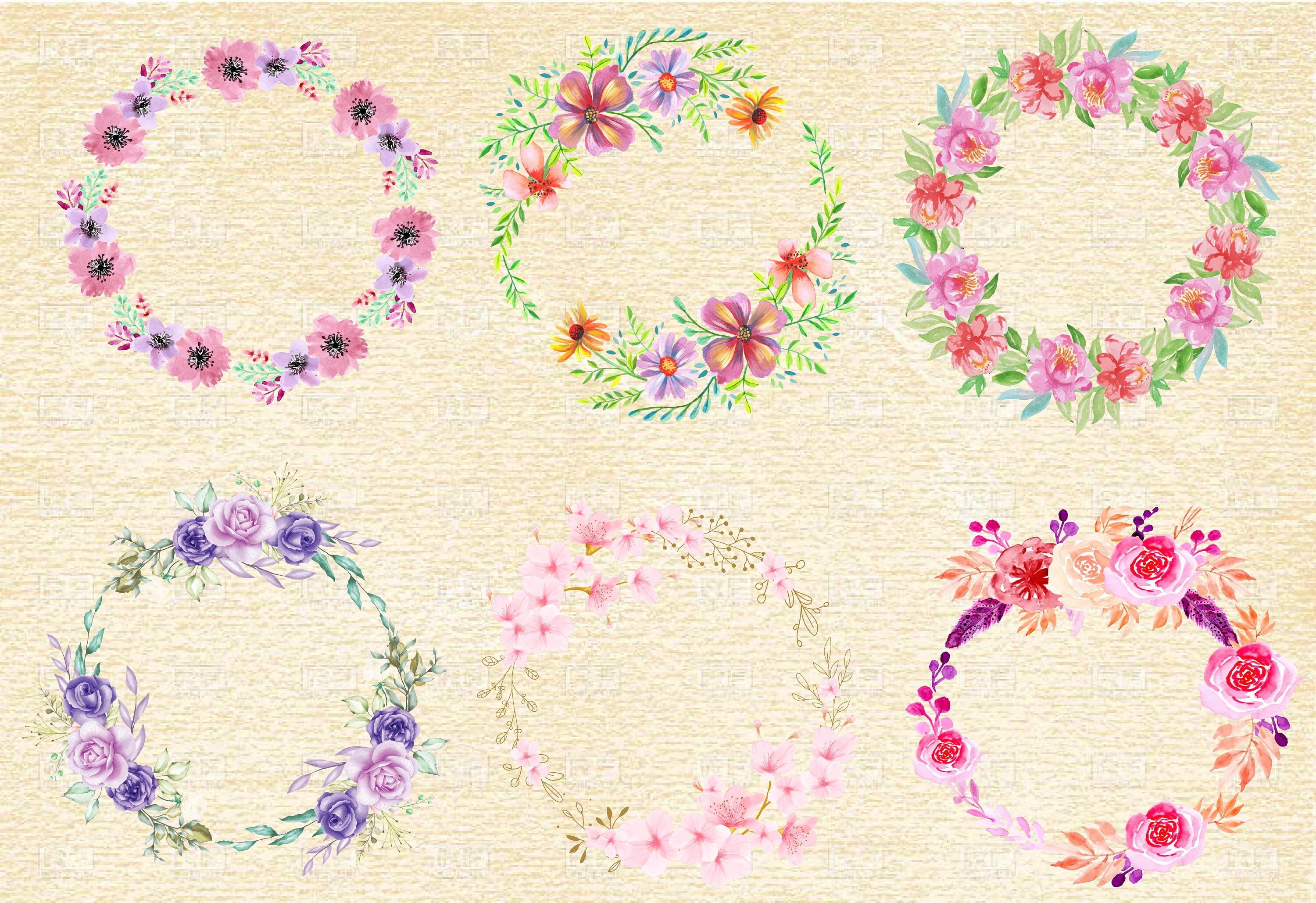 6 X Floral Wreaths Pack floral Circle Wedding | Etsy