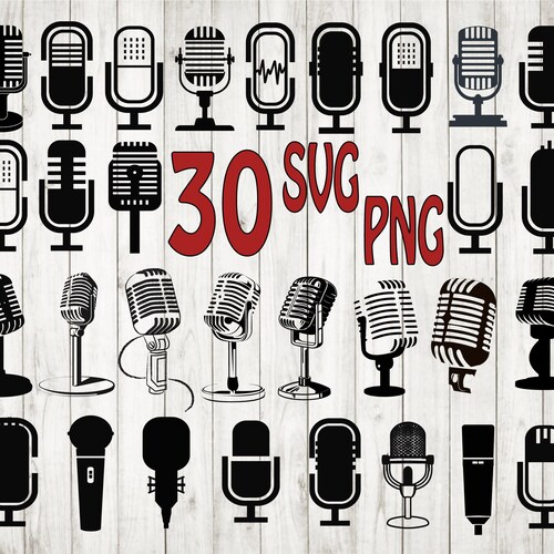 30 X Microphone SVG Bundle Microphone Cut File Microphone - Etsy