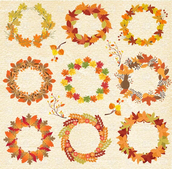 9 X Autumn Wreaths Printable Flowers Automn Flowersautumn | Etsy