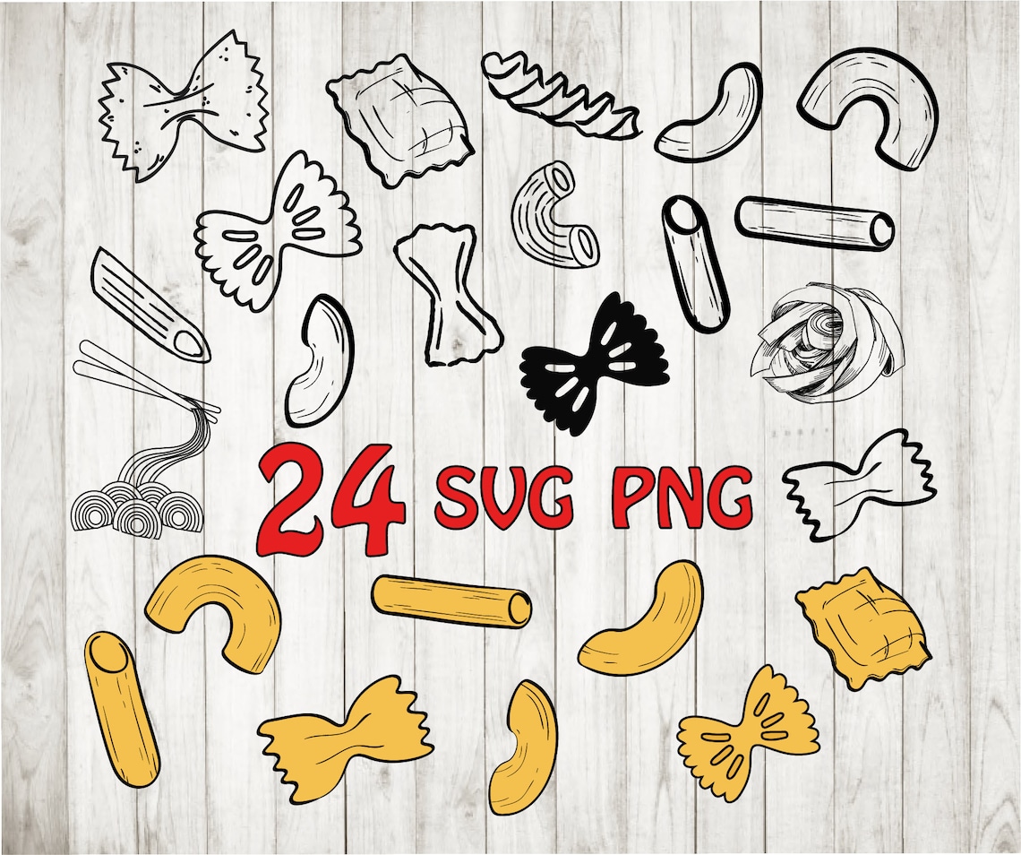 24 X Pasta Bundle Pasta Silhouettes Pasta Svg Pasta Cut - Etsy