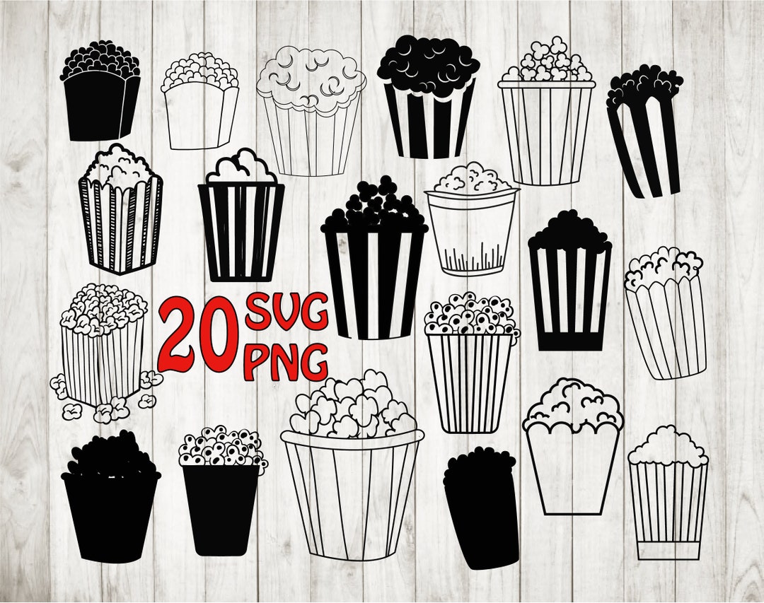 20 X Popcorn Bundle SVG, Popcorn Svg, Popcorn Cut File, Popcorn Clipart ...