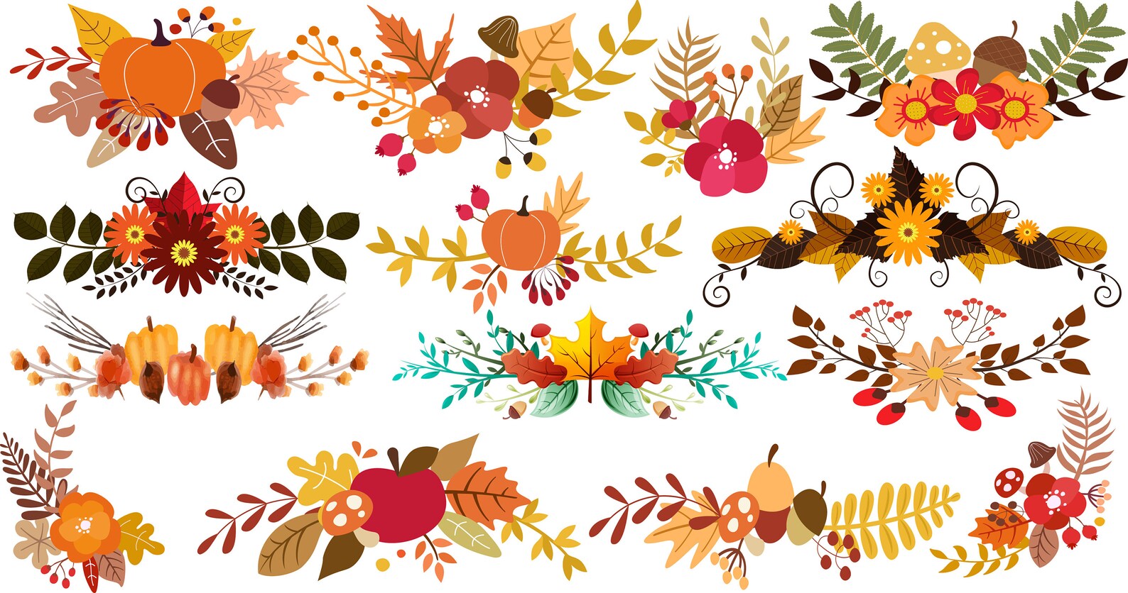 14 X Autumn Bouquets,printable Flowers,autumn Flowers,autumn Decoration ...