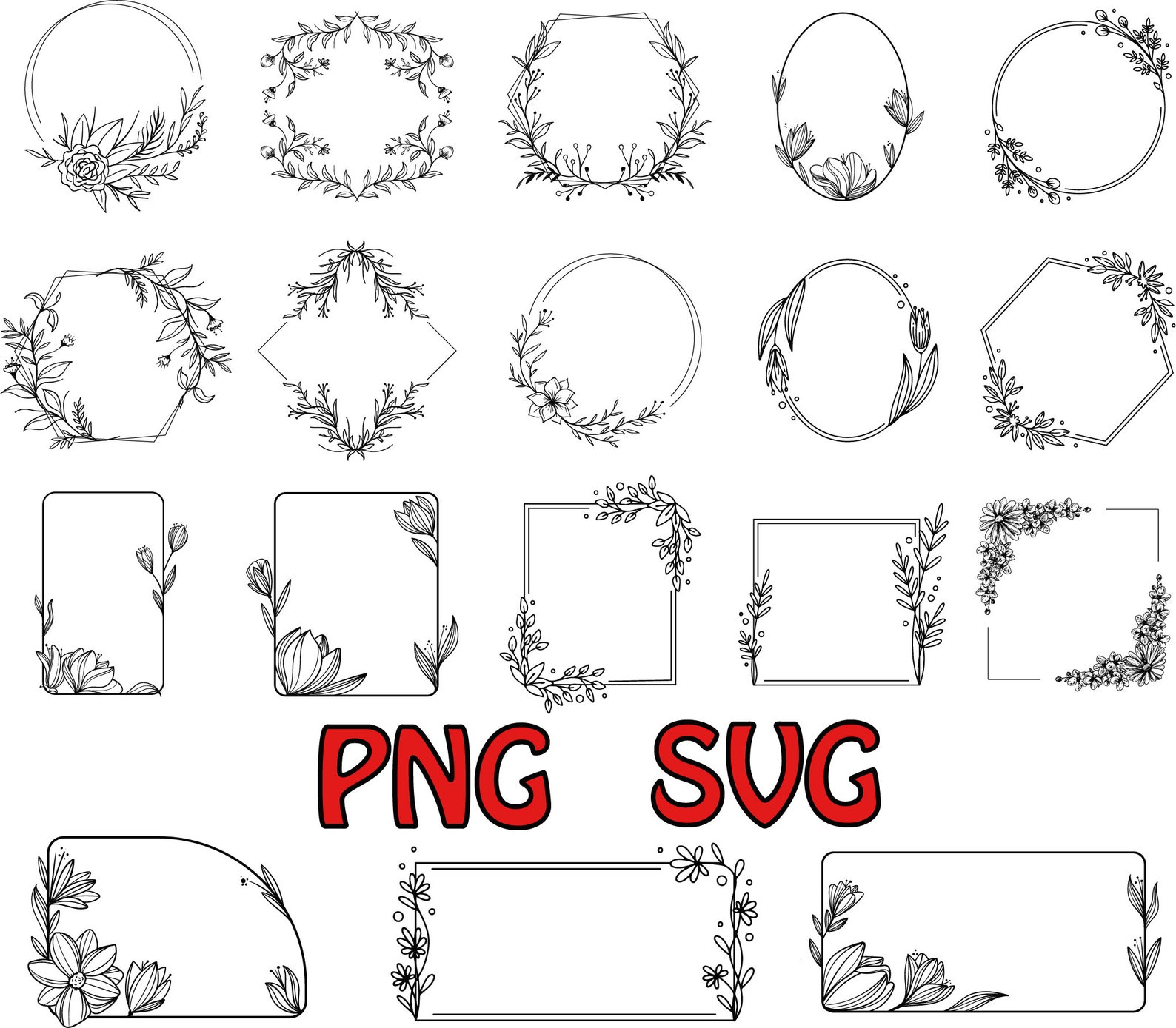 18 X Floral Frames Bundlefloral Frames Svg Floral Frames Cut - Etsy