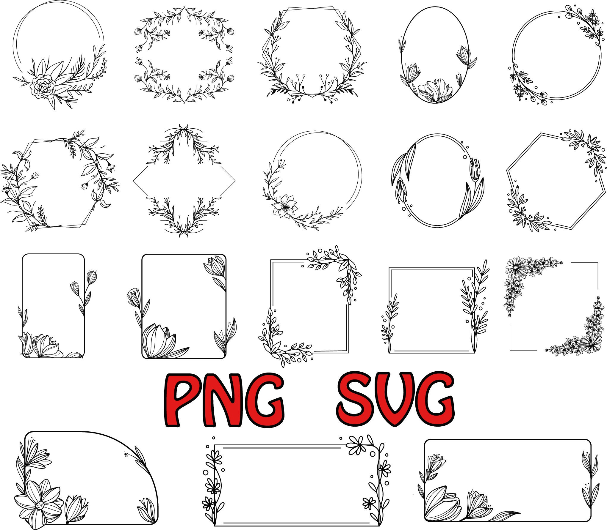 18 X Floral Frames Bundlefloral Frames Svg Floral Frames Cut - Etsy