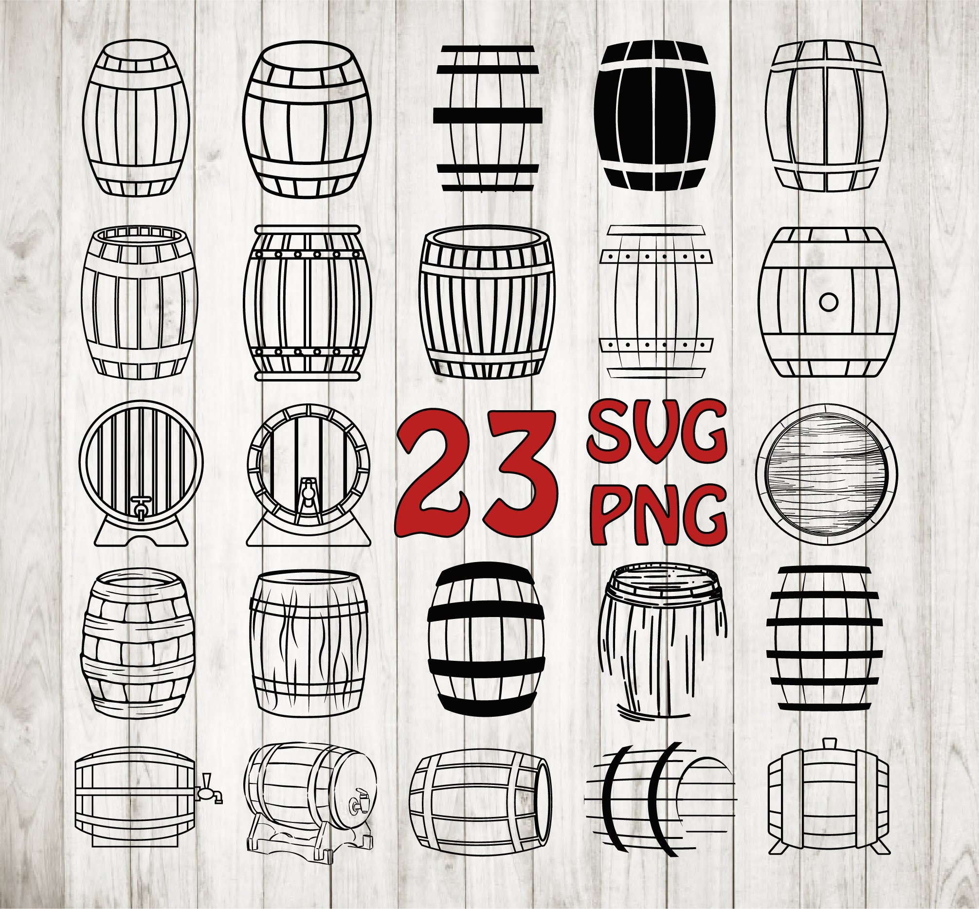 23 X Barrel SVG Barrel Silhouette Wood Barrel Svg Wine - Etsy