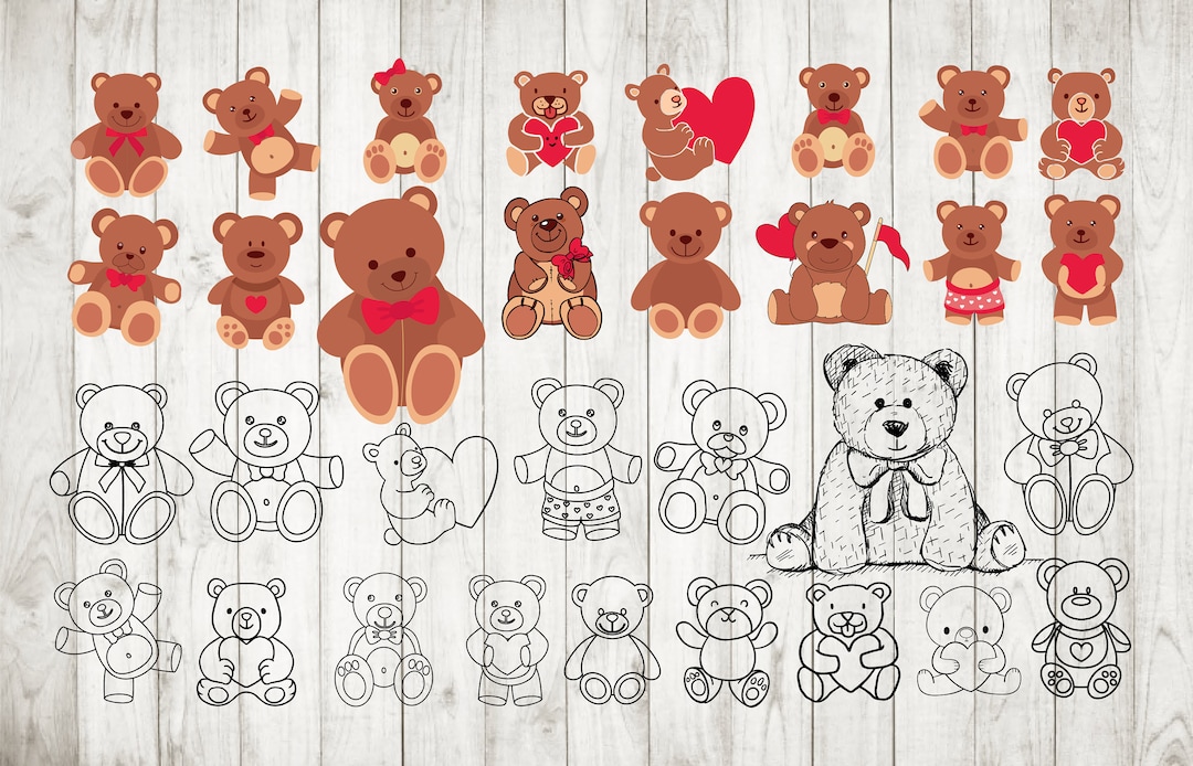 32 X Teddy Bear Bundle, Teddy Bear Svg,teddy Svg,teddy Clipart,teddy ...