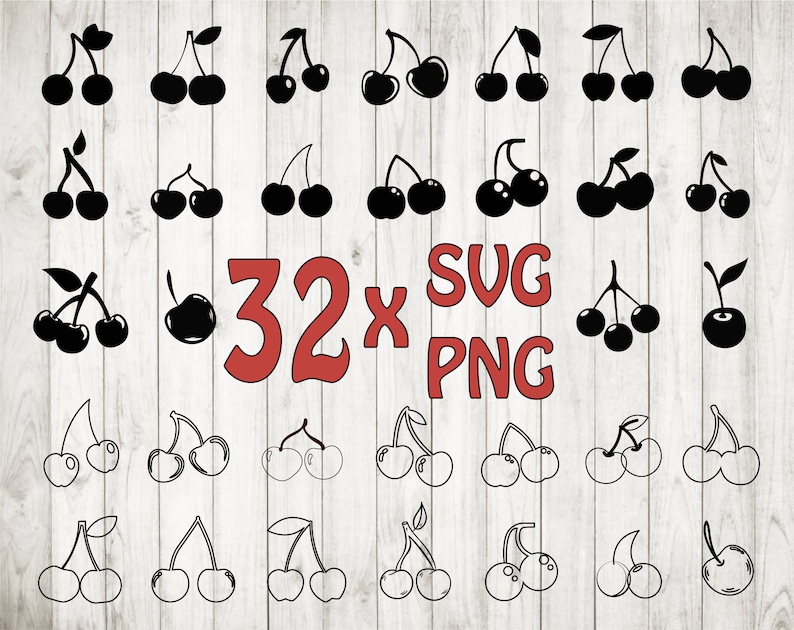 32 X Cherry SVG Bundle Cherry Silhouette Svg Cherry Svg - Etsy