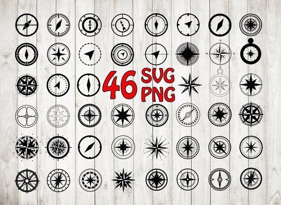 46 X Compass Bundle Compass Svg Compass Cut File Compass - Etsy