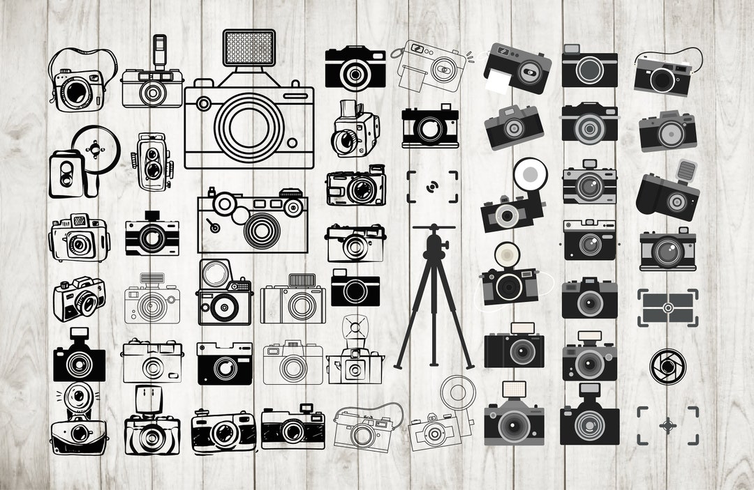 52 X Camera SVG Bundle, Camera Silhouette,camera Svg,camera Clipart ...