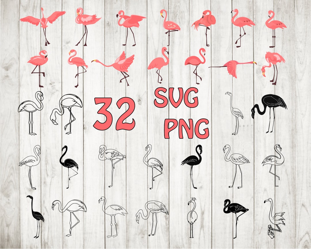 32 X Flamingo Bundle, Flamingo Svg, Flamingo Cut File, Flamingo Clipart ...