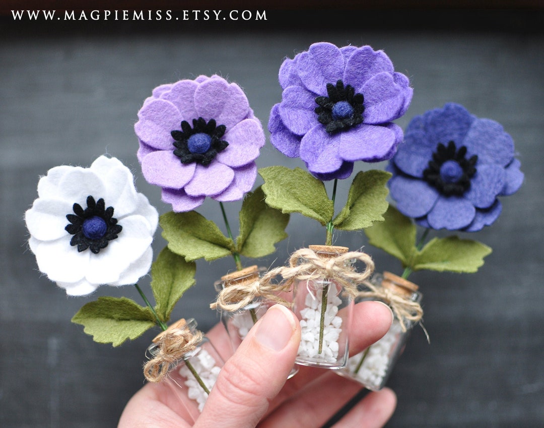 Mini Felt Anemone Flower, Felt Flowers, Mum Mom Gift, Mothers Day ...
