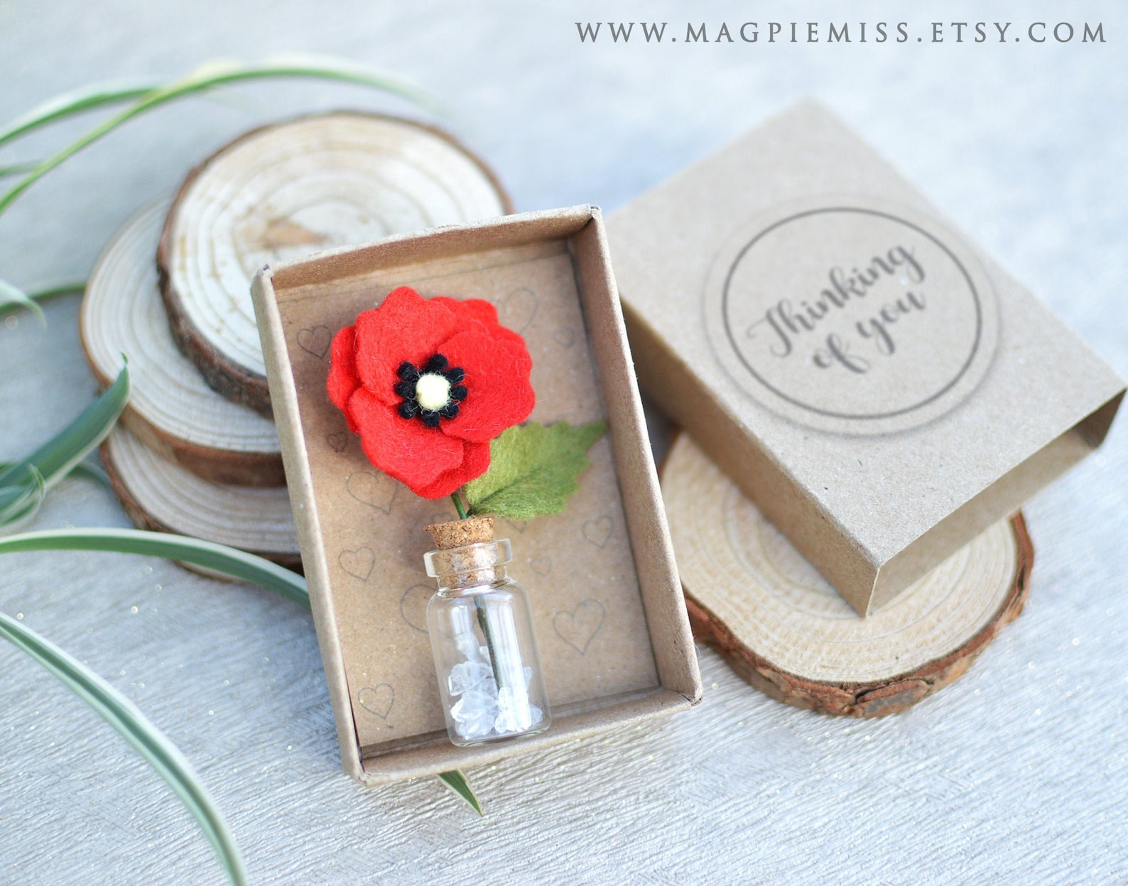 Matchbox poppy matchbox gift felt poppy mini flower | Etsy