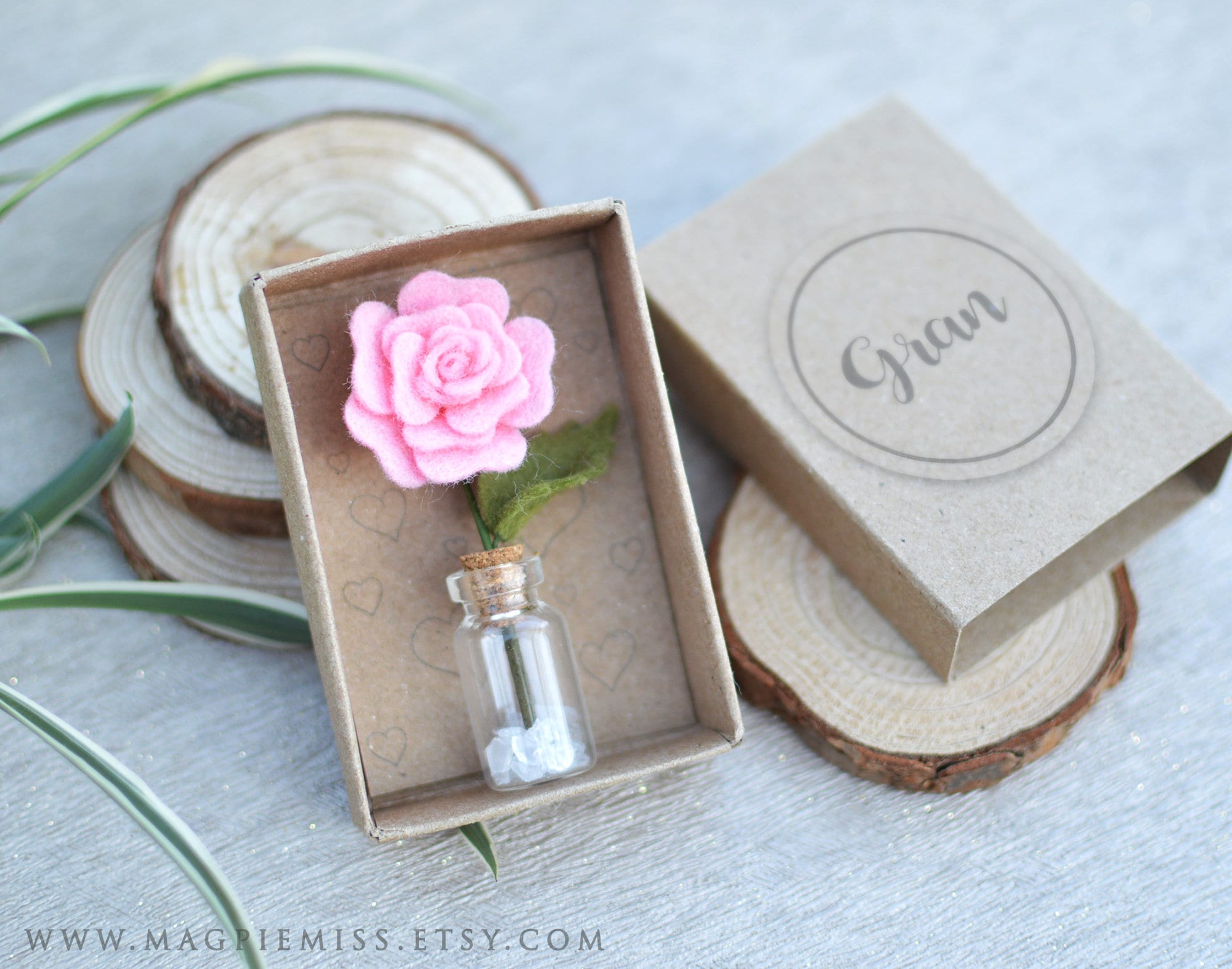 Matchbox Rose Matchbox Gift Felt Rose Mothers Day Flowers - Etsy