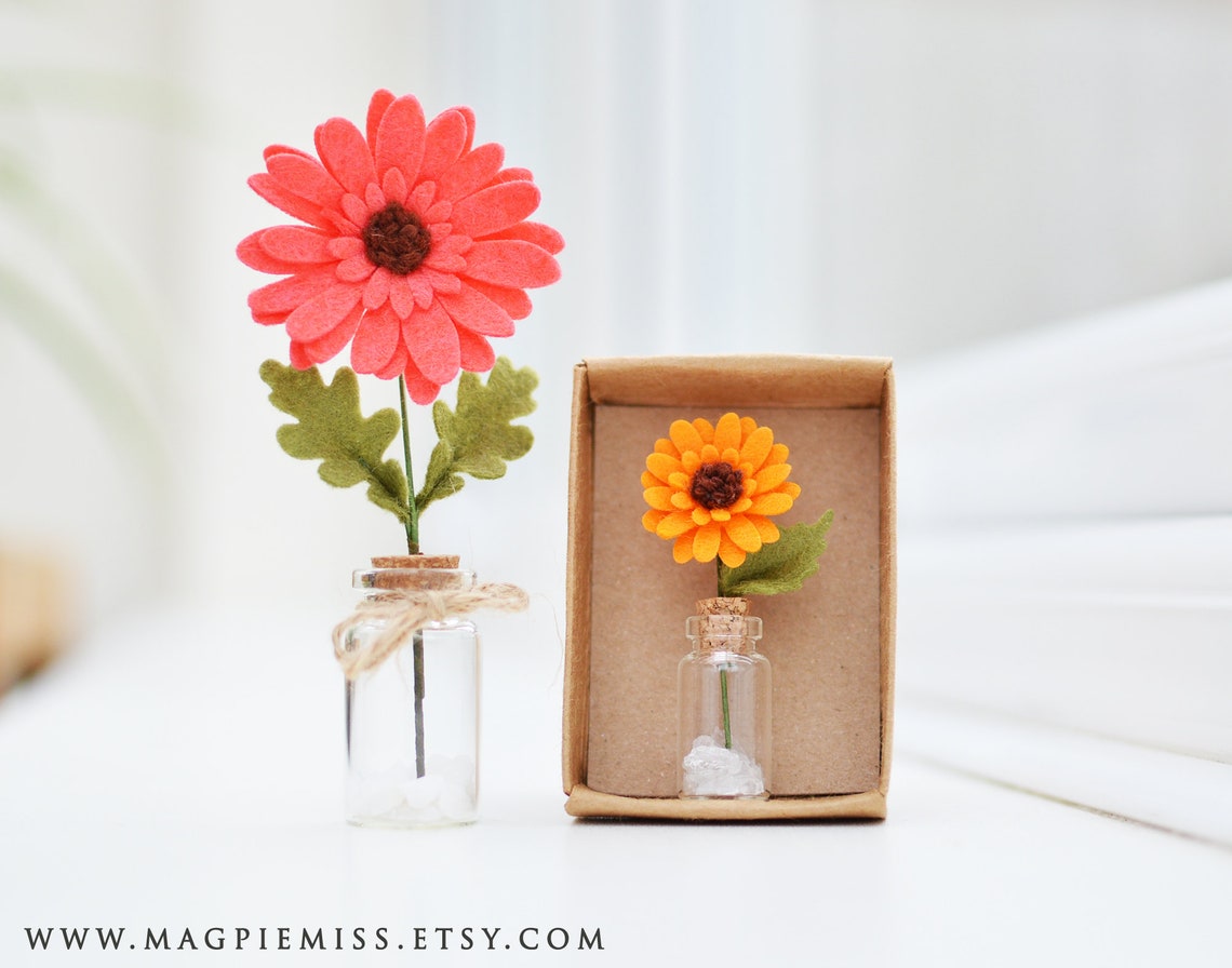 Matchbox Orange Daisy Felt Daisy Gerbera Daisy Matchbox - Etsy