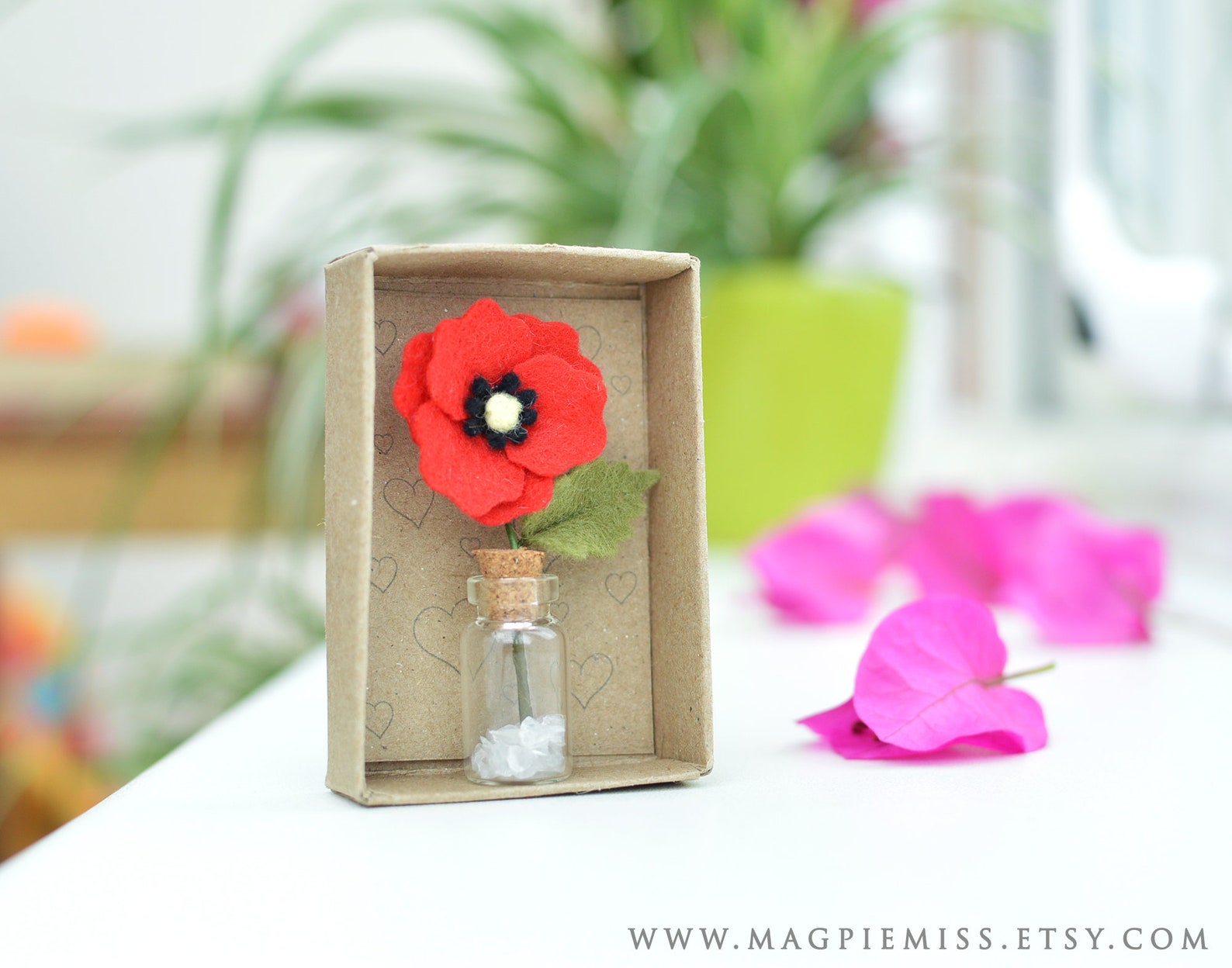 Matchbox poppy matchbox gift felt poppy mini flower | Etsy