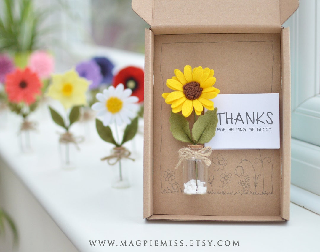 Teacher Appreciation Gift, Teacher Thank You Card Flower, Thank You ...