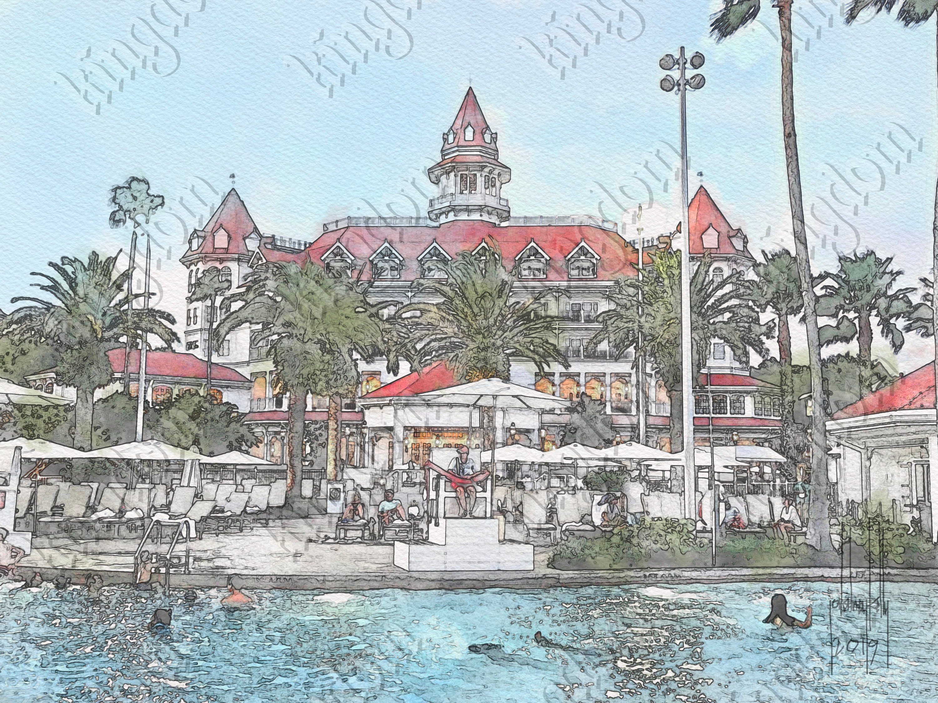 Grand Floridian Watercoler Style Print - Etsy