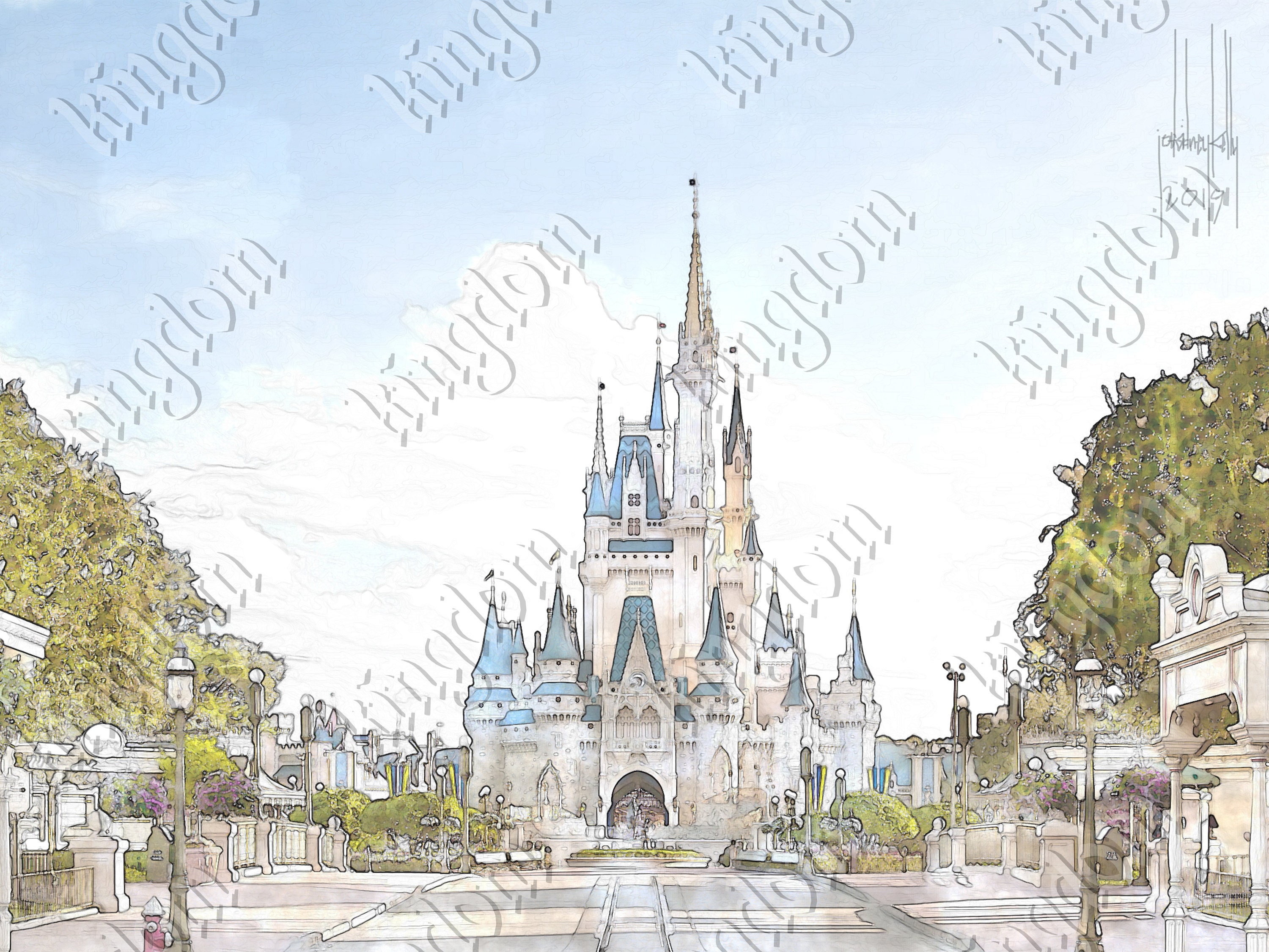 Castle Watercolor Style Print - Etsy