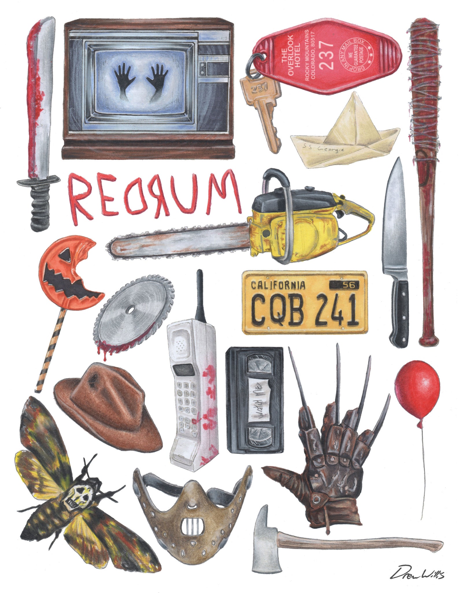 Classic Horror Movie Objects Print - Etsy