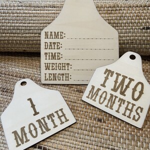 Cow Tag Milestone and Baby Name Announcement SVG Laser Cut File - Etsy