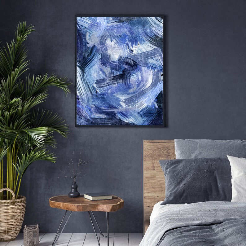 Printable Abstract Navy Blue Wall Art Art Prints Abstract - Etsy