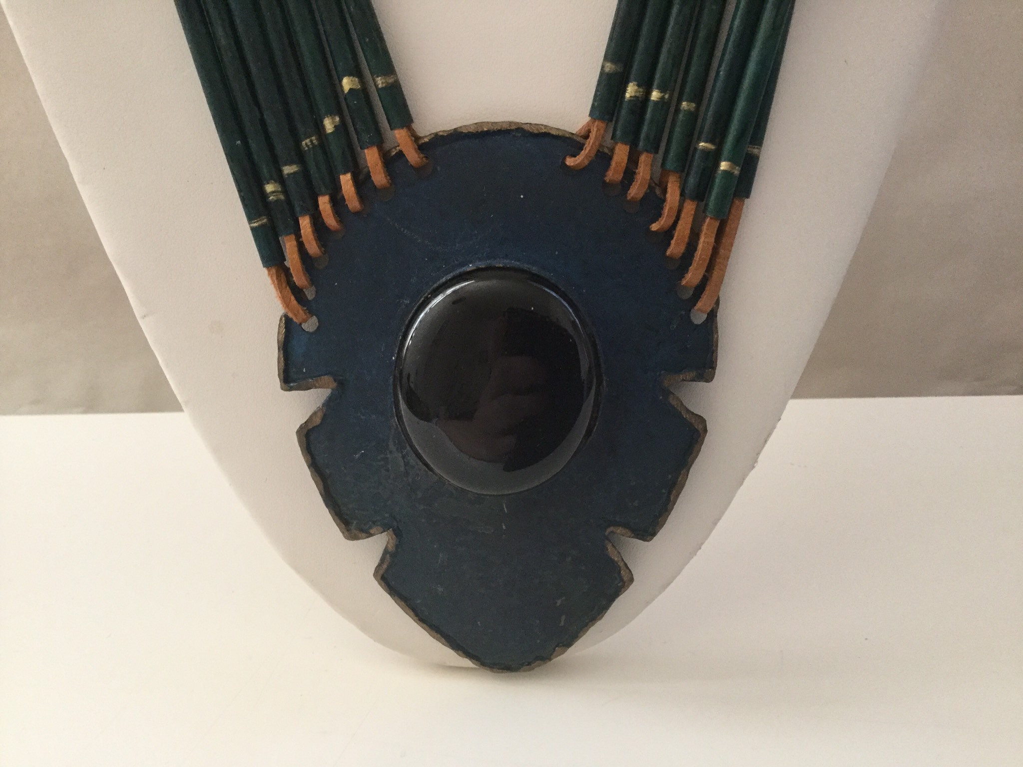 Multi Strand Beaded Long Leather Necklace W Large Metal - Etsy