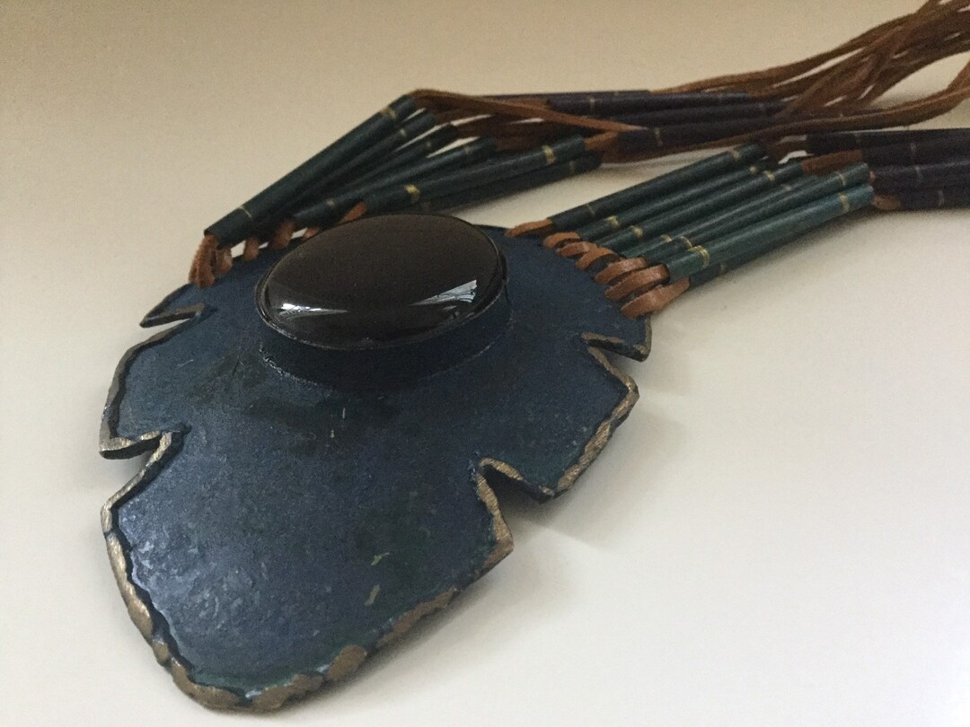 Multi Strand Beaded Long Leather Necklace W Large Metal - Etsy