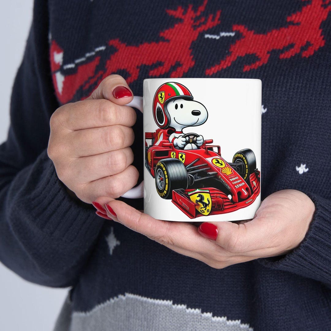 Snoopy Formula 1 Mug, Peanuts Coffee Cup, Racing Fan Gift, Snoopy Race ...