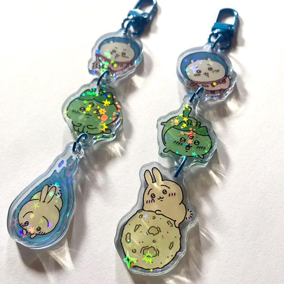 SPACE CHIIKAWA Holographic Acrylic Linked Charm Keychain - Etsy
