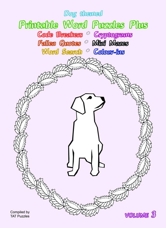 Dog Themed Printable Word Puzzles With Bonus Colour-ins - Etsy