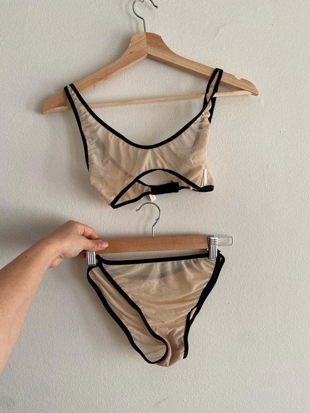 Contrasting Mesh Lingerie Set M - Etsy