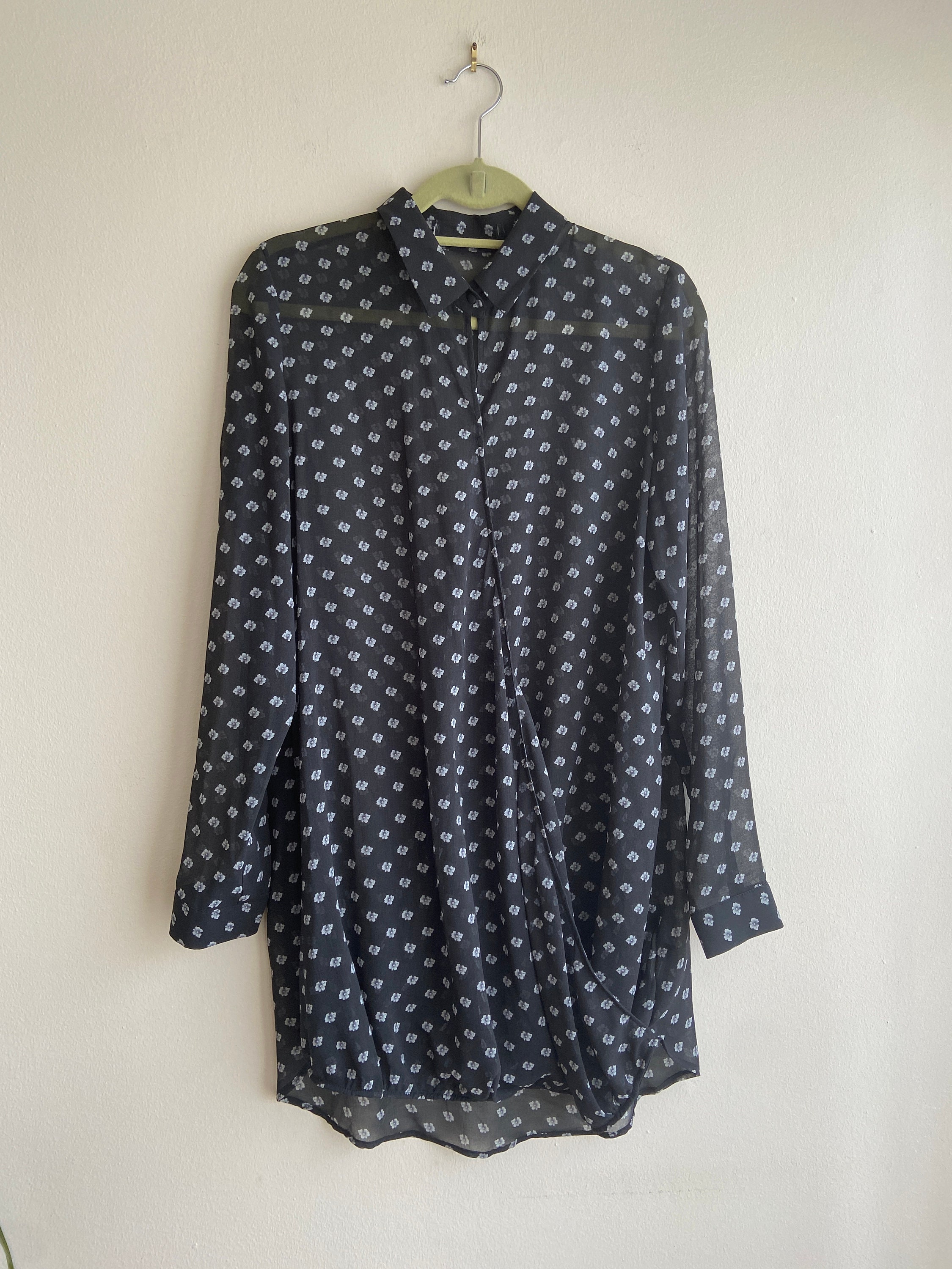 Navy Flowers Sheer Blouse - Etsy Navy Flowers Sheer Blouse - Etsy
