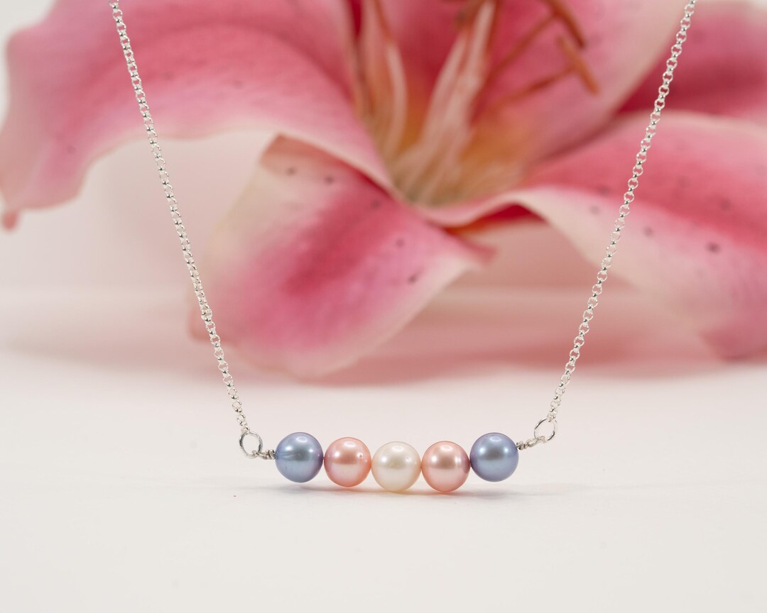 Trans Pride Pearl Necklace – Sterling Silver, LGBTQ+ Jewelry - Etsy