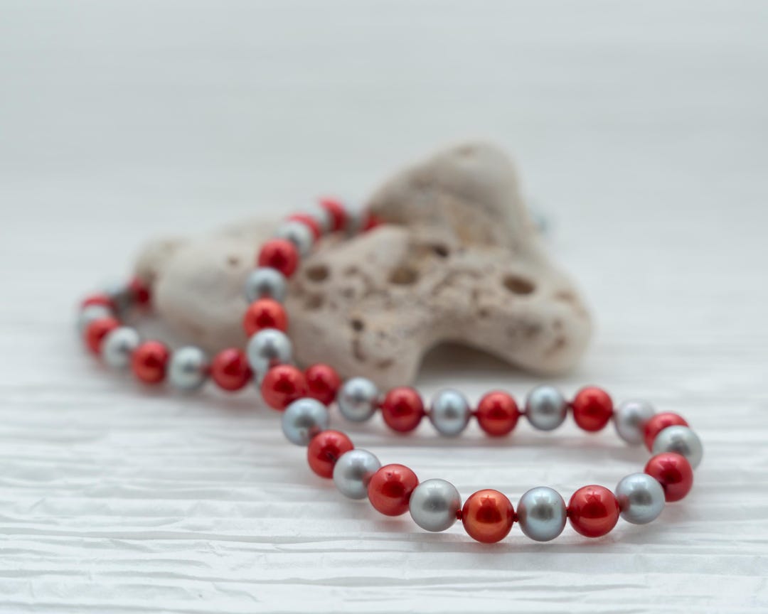 Scarlet & Grey Pearl Necklace – Ohio State Buckeyes, Sterling Silver ...