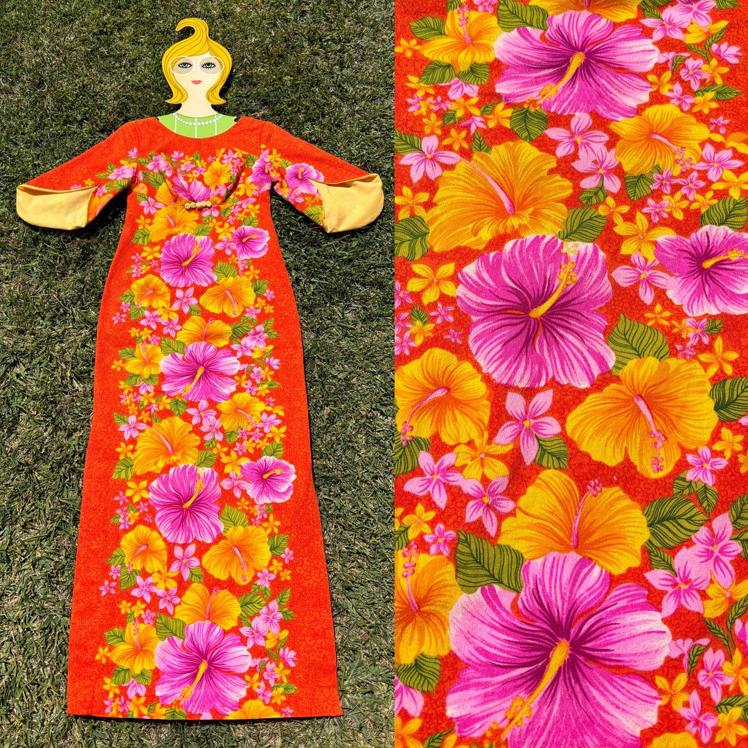 Vintage 60s/70s Hawaiian Togs Orange, Pink, Purple, Green, Yellow, and ...