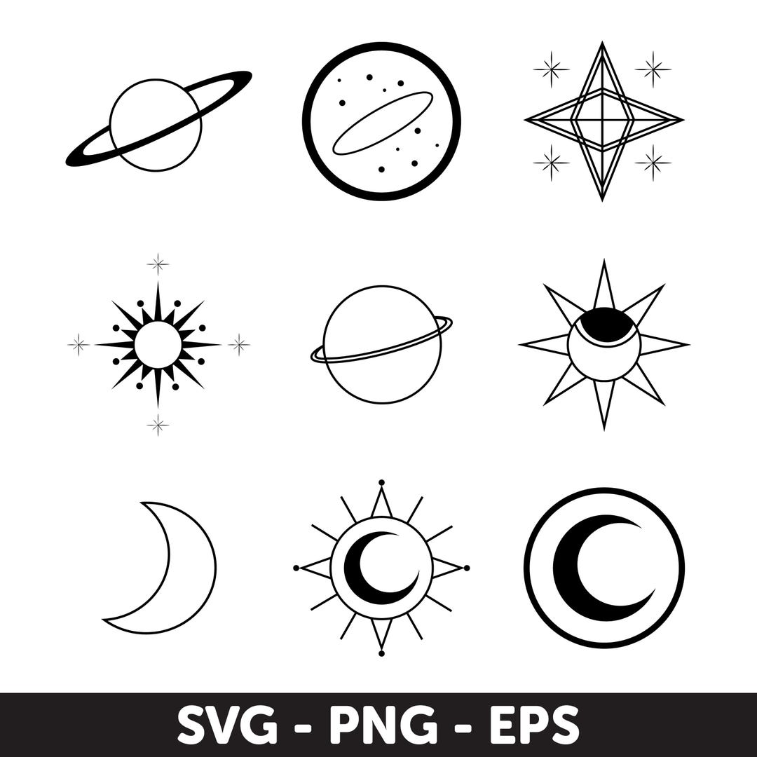 Astral Icons SVG, Digital Clipart Collection, Circle Frame SVG, Monogram PNG, Circle Monogram ...