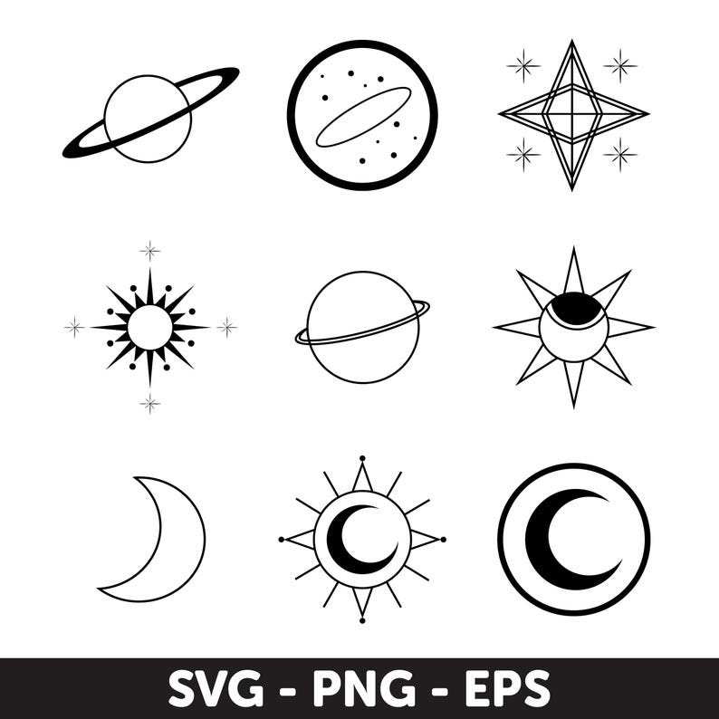 Astral Icons SVG, Digital Clipart Collection, Circle Frame SVG ...