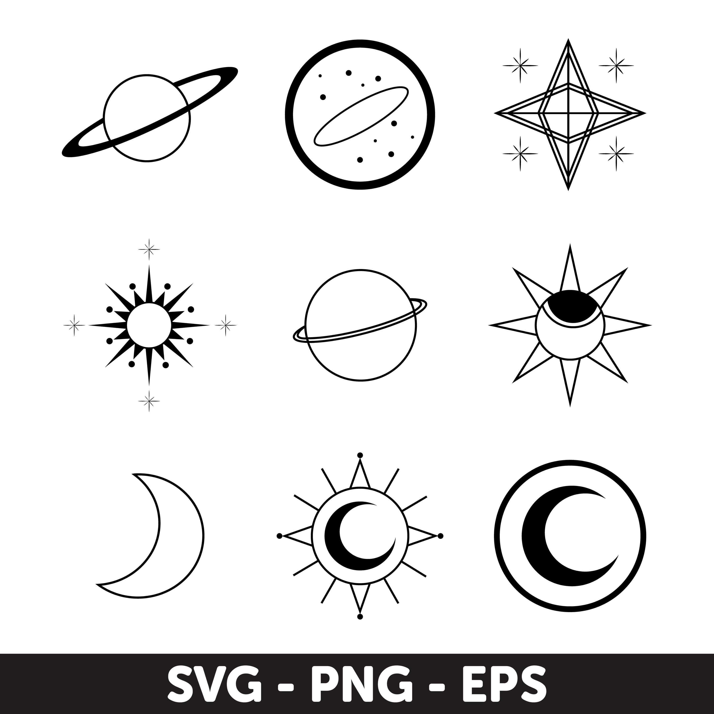 Astral Icons SVG, Digital Clipart Collection, Circle Frame SVG ...