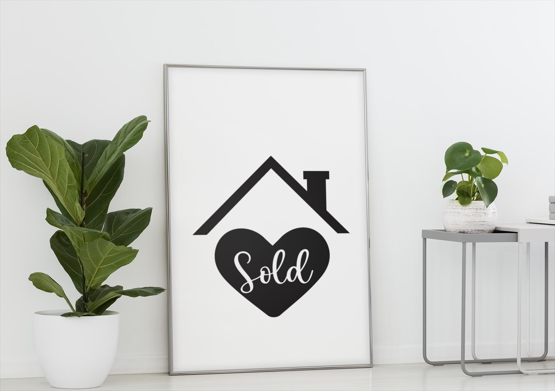Heart Sold House SVG, Real Estate Sold Sign, Home Sweet Home, Digital ...