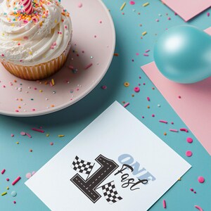 One Fast Birthday SVG - Race Car Themed First Birthday Design With ...