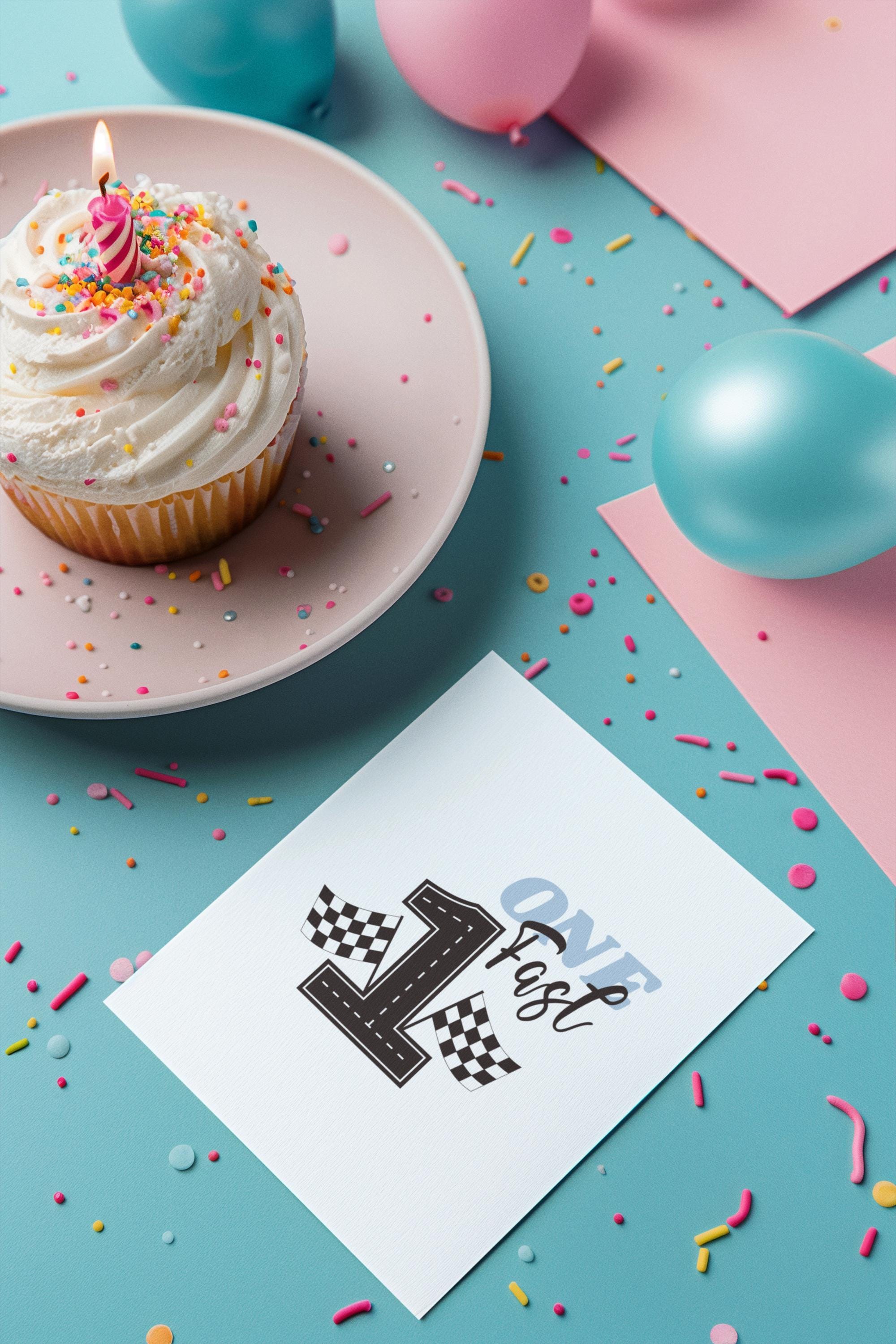 One Fast Birthday SVG - Race Car Themed First Birthday Design With ...