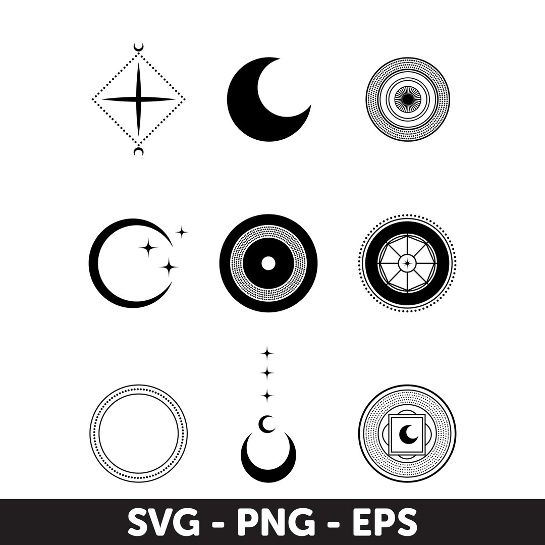 Modern Celestial Vector Icons Set - SVG, PNG, EPS - Moon and Star ...