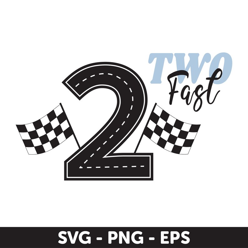 Two Fast Birthday SVG, Checkered Flag Race Car Theme for Second ...