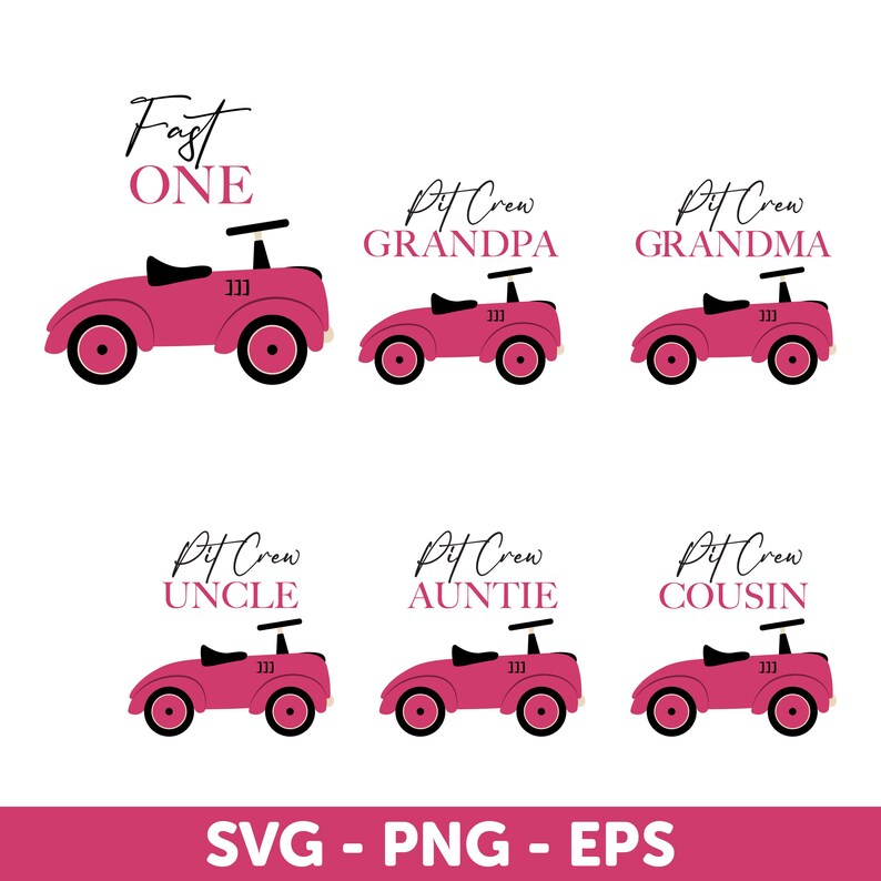 FAST ONE Race Car SVG, Pink Race Car 1st Birthday Girl Shirt, Birthday ...