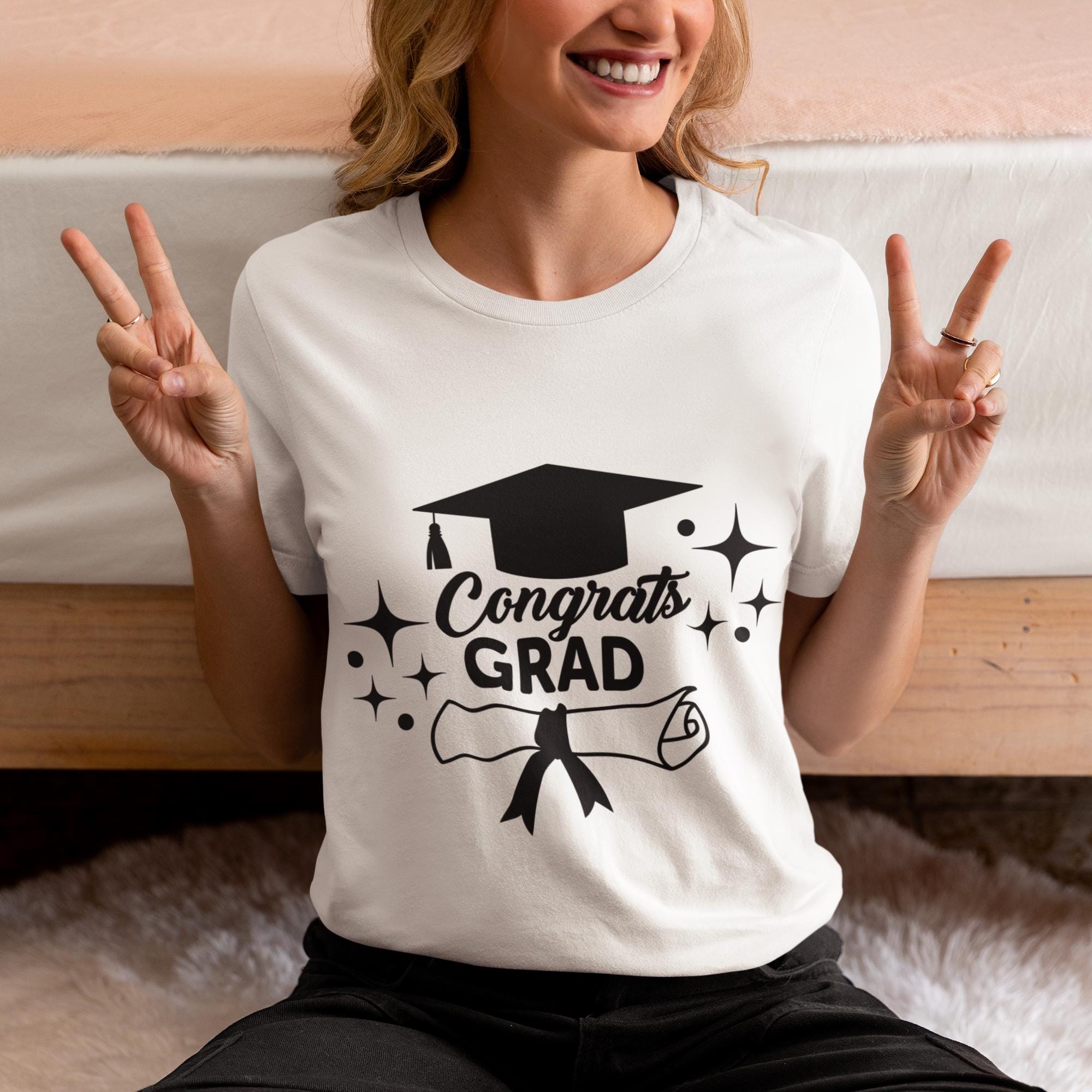 Congrats Grad Graduation Design - Diploma, Cap, and Sparkles - Digital ...