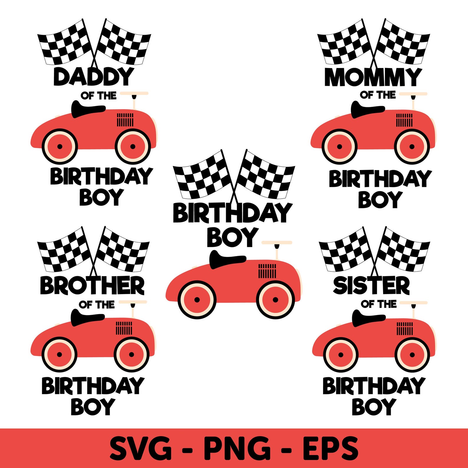 Birthday Cars Boy Svg, Cars Svg, Race Car Family Set, Race Car Birthday ...