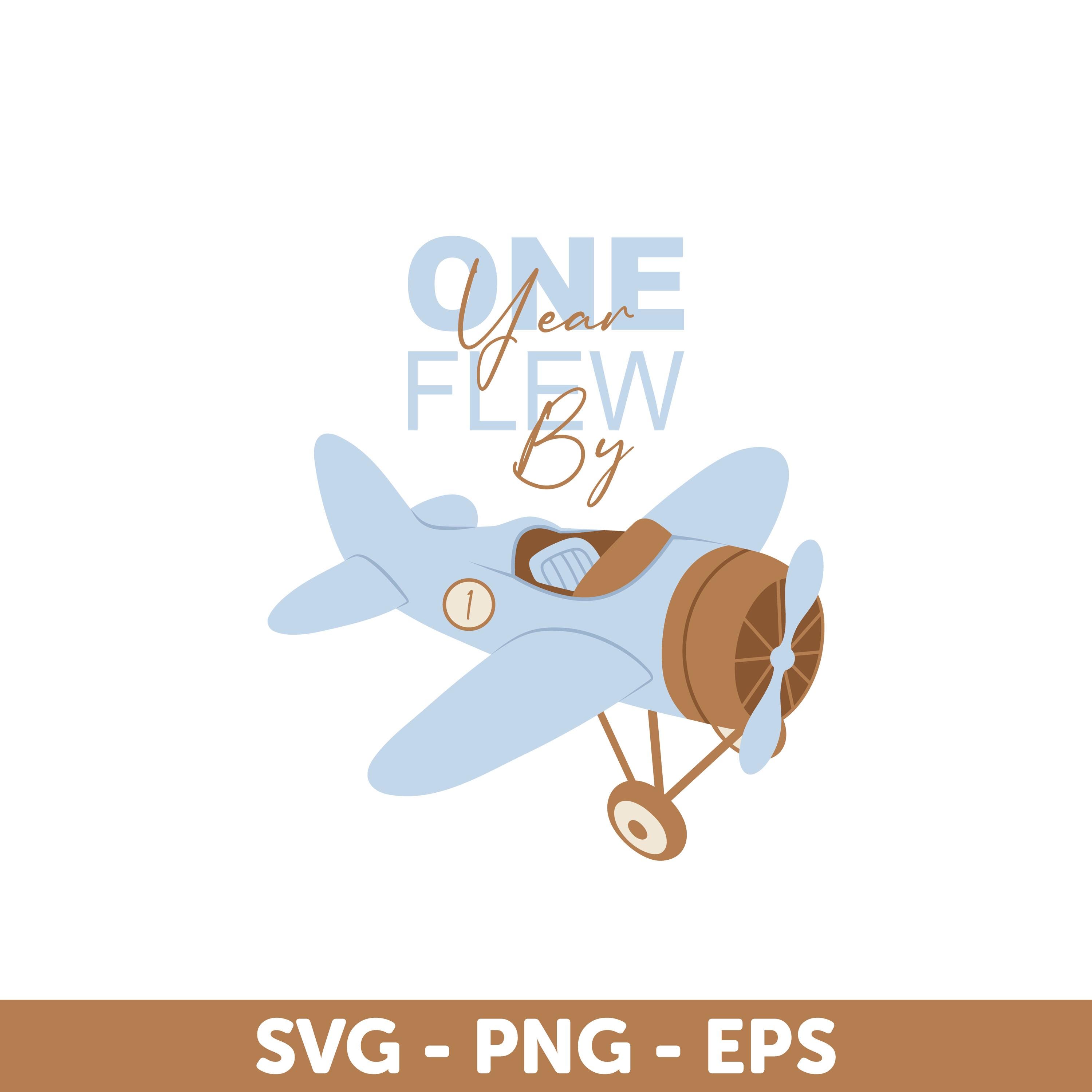 One Year Flew by Svg, Airplane Birthday Decoration Svg, 1st Birthday ...