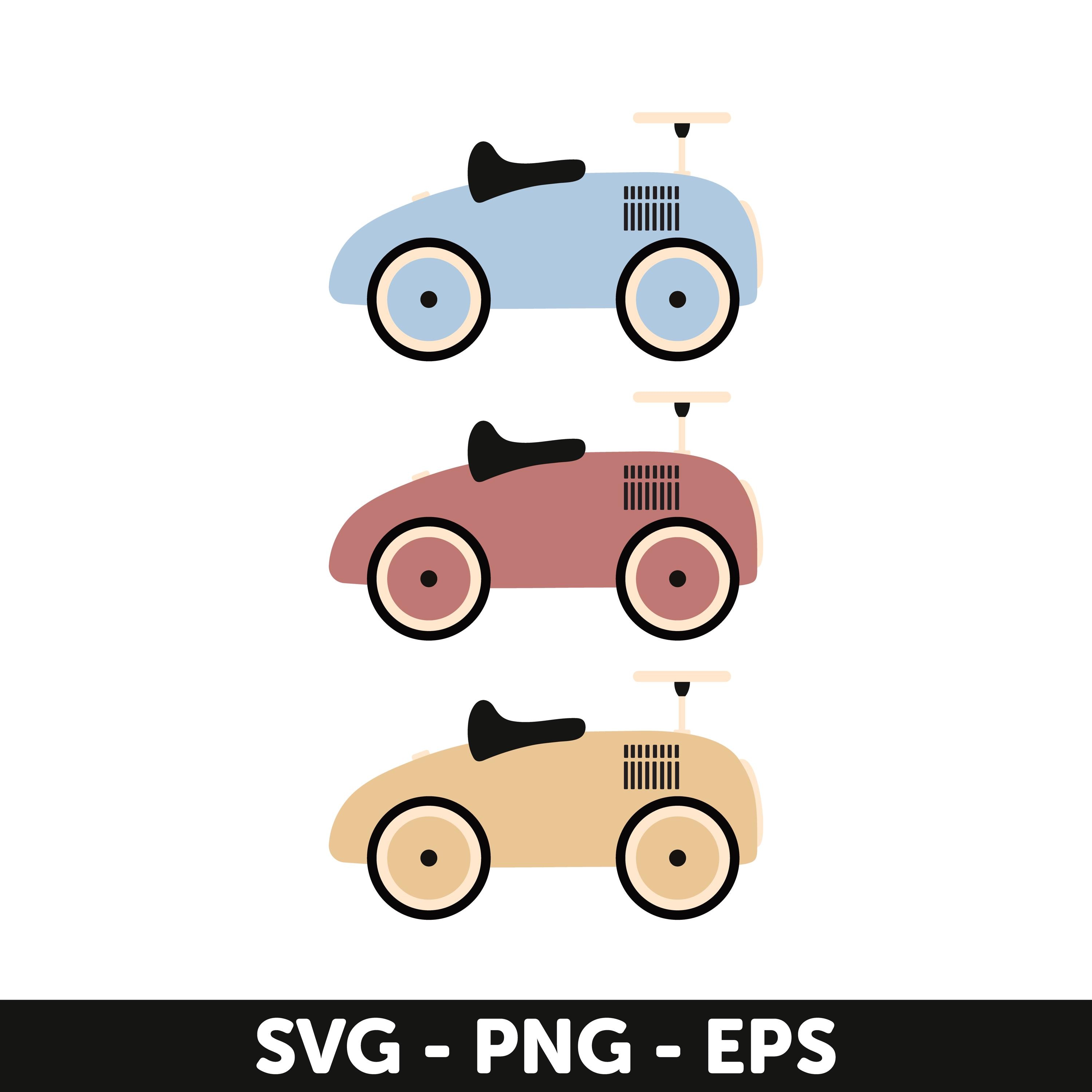 Retro Toy Car Illustration Set for Kids SVG, PNG, Digital Clipart ...