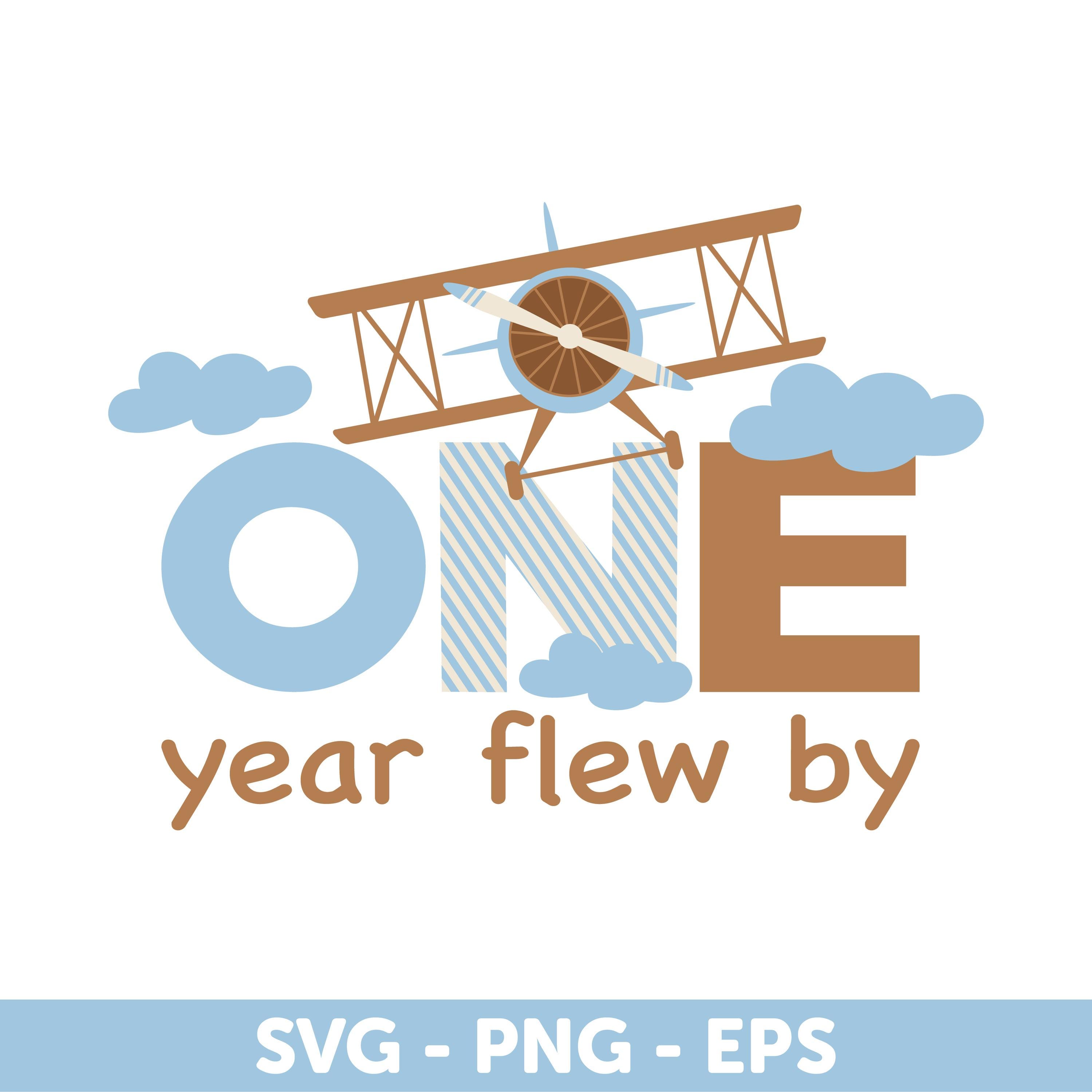Blue and Brown Airplane First Birthday SVG, PNG, EPS - Baby's First ...