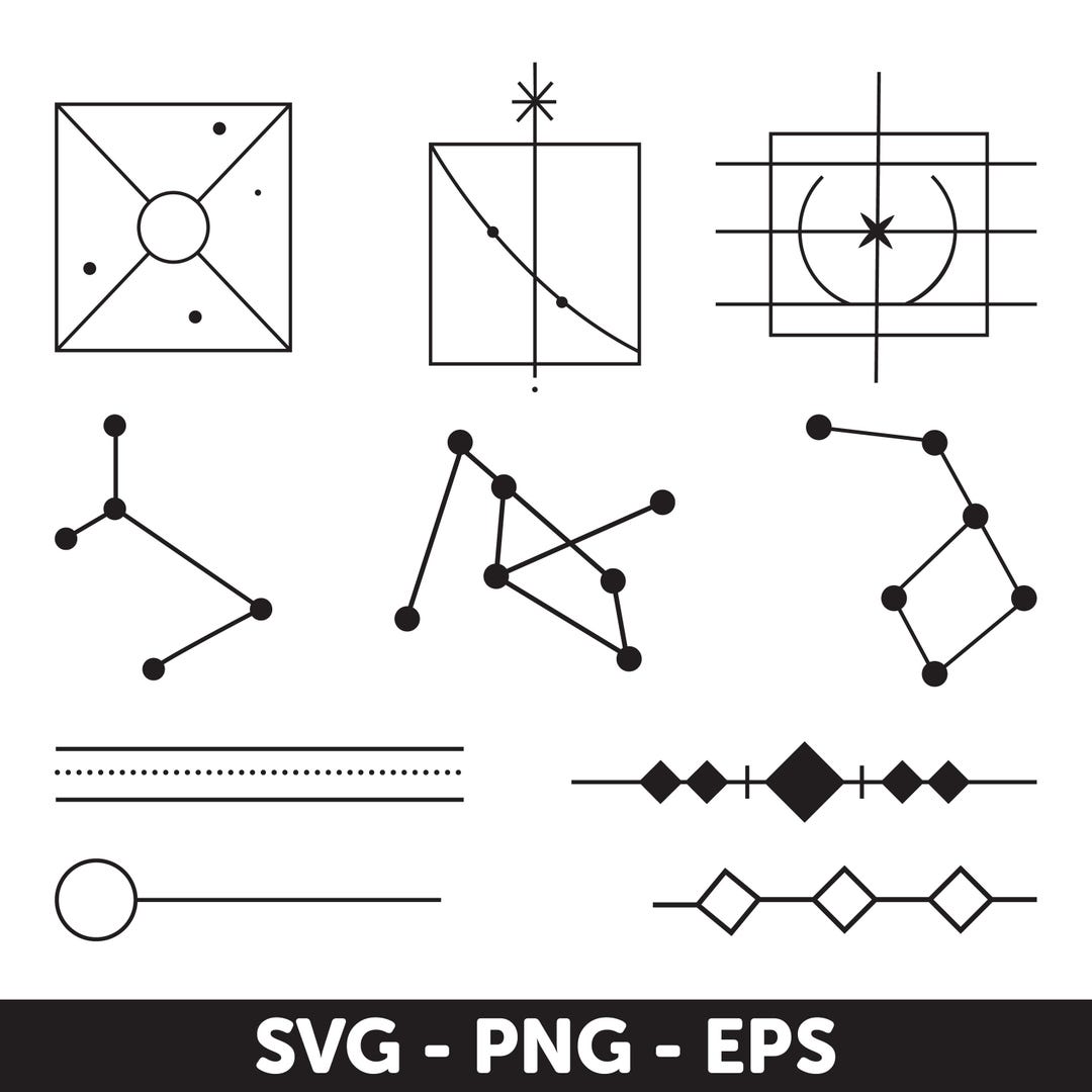 Minimalist Geometric SVG, PNG, Celestial Star Sign SVG, Mega Bundle ...